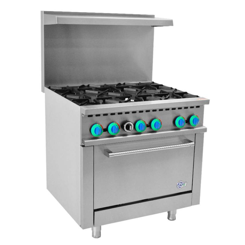 Chef AAA - R36, Commercial 36" 6 Burner Gas Oven Range